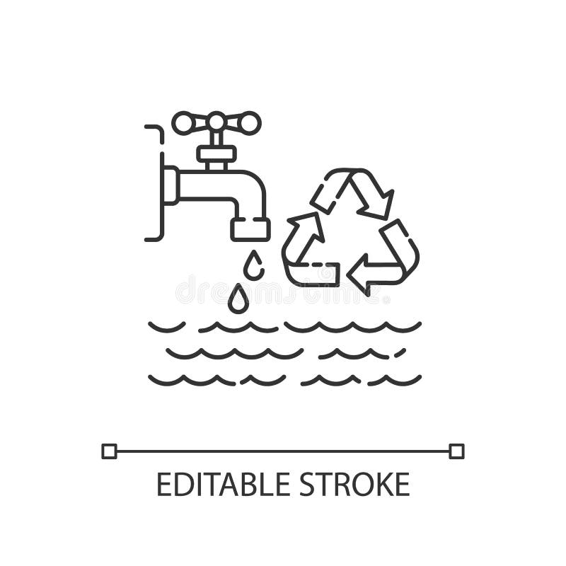 Reducing Water Use Linear Icon Stock Vector - Illustration of flat ...