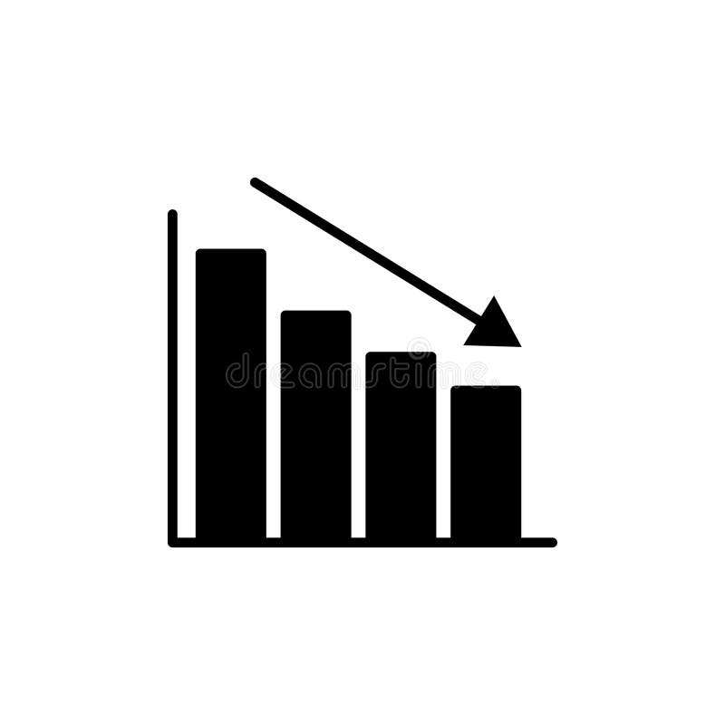 Reduction Chart Icon Set. Downward Graph Vector Symbol in a Black ...