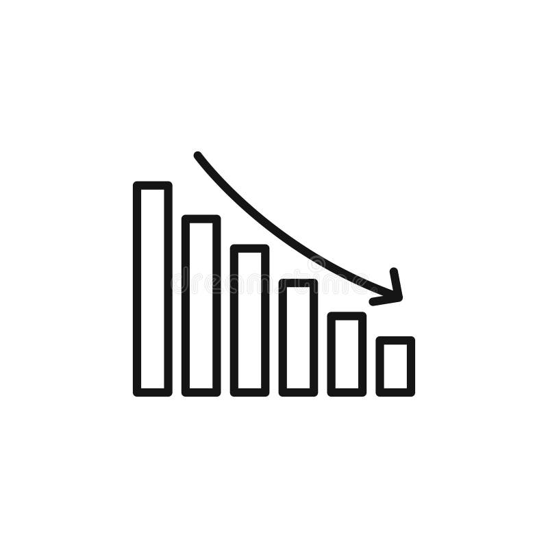Reduction Chart Icon Set. Downward Graph Vector Symbol in a Black Filled and Outlined Style ...