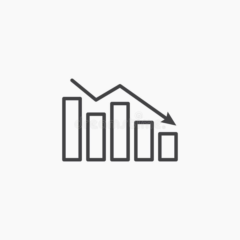 Reduction Chartline in Thin Line Black Color. Flat Simple Vector ...