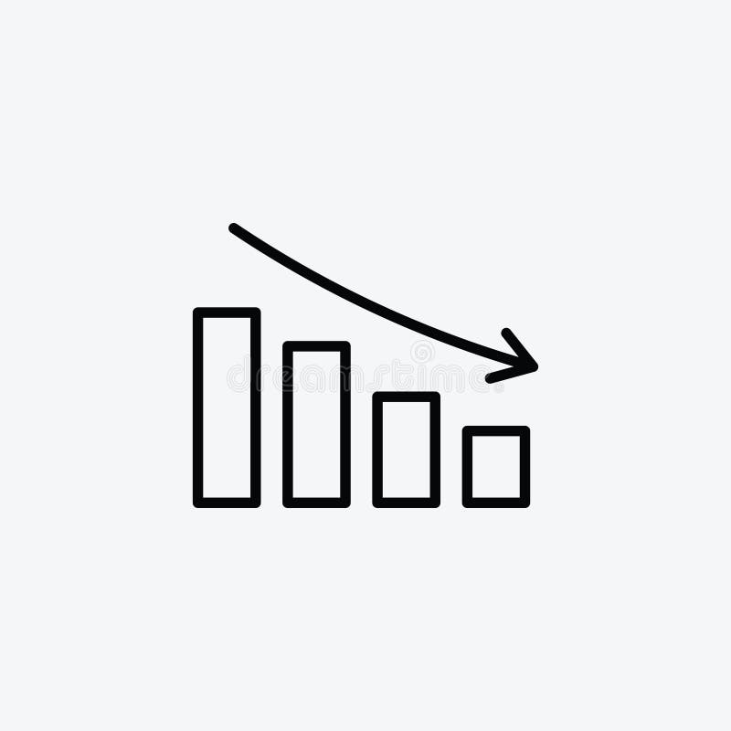 Reduction Chart Icon Set. Downward Graph Vector Symbol in a Black ...