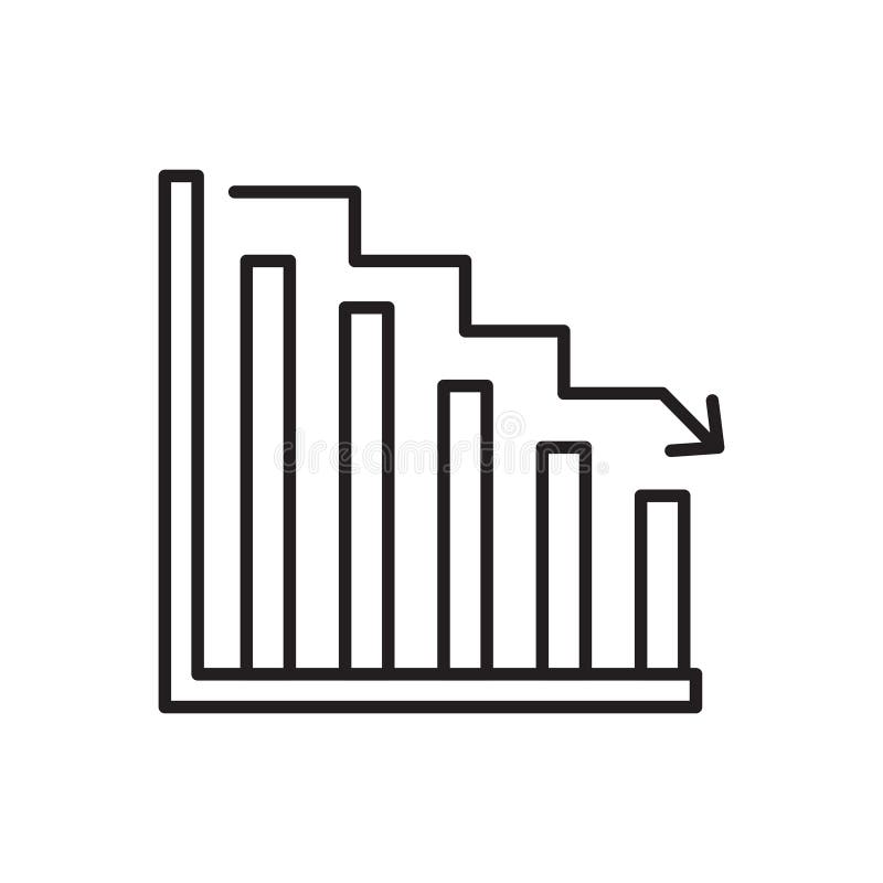 Reduction Chartline in Thin Line Black Color. Flat Simple Vector ...
