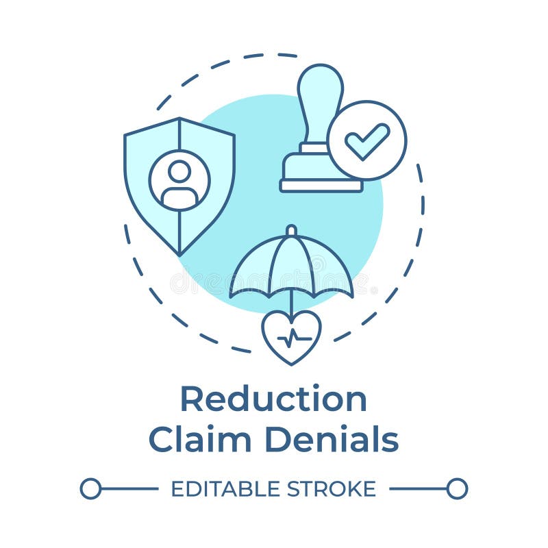 Reduction Claim Denials Soft Blue Concept Icon Stock Vector ...