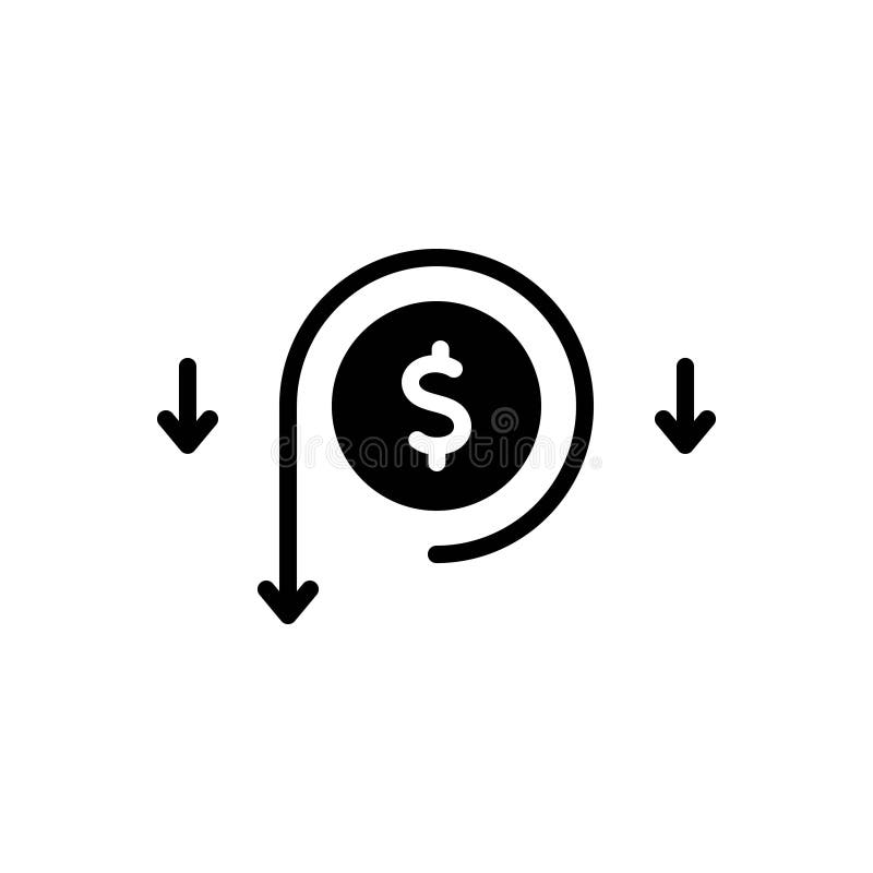 Black Solid Icon Reduction, Decrease and Shortage Stock Illustration - Illustration of market ...