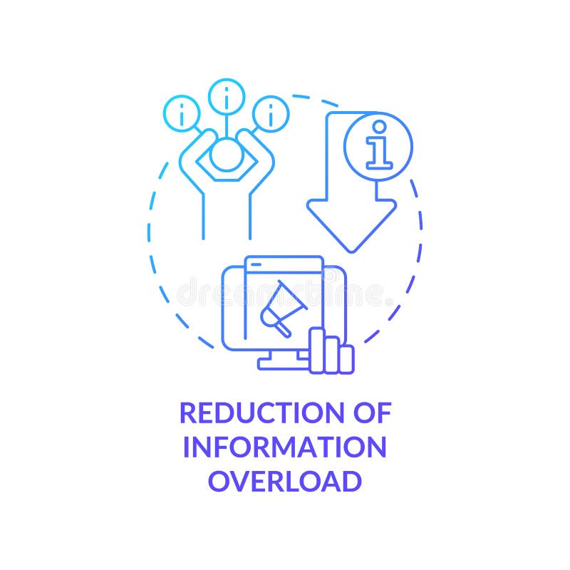 Reduction of Information Overload Blue Gradient Concept Icon Stock Vector - Illustration of icon ...