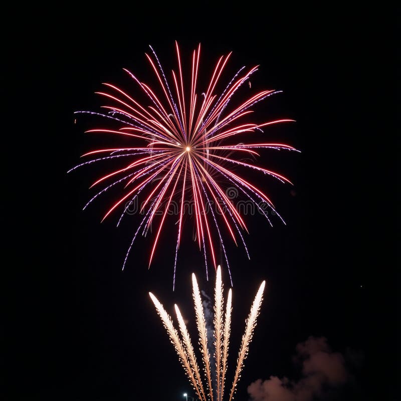 Redwhiteblue Firework Explosion Lighting Up the Night Sky Stock ...