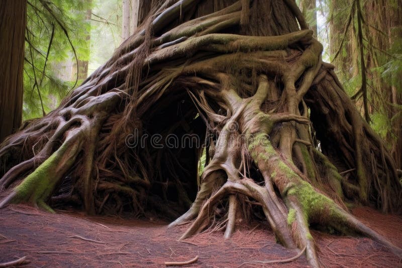 Redwood Tree Roots Intertwining Stock Illustration - Illustration of ...