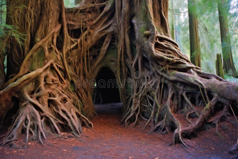 Redwood Tree Roots Intertwining Stock Illustration - Illustration of ...