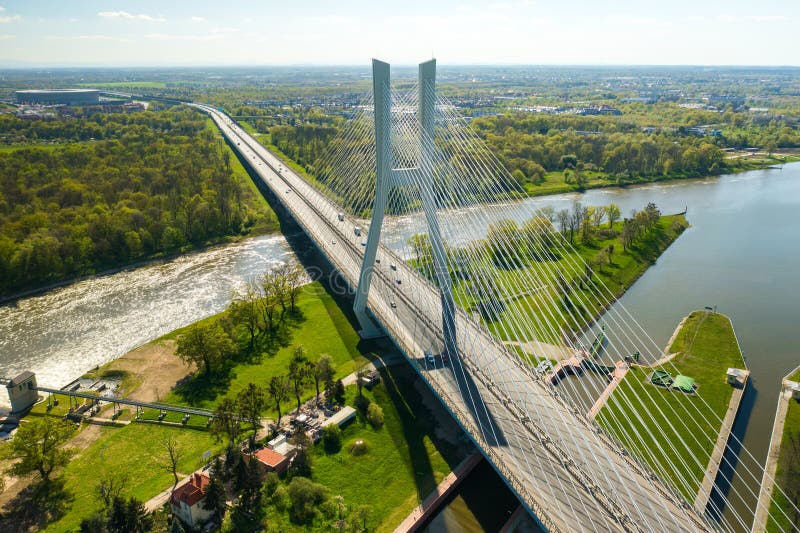 Redzinski Bridge Built Over Long Oder River with Shimmering Water Near ...