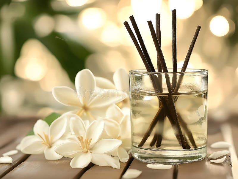 Reed Diffuser, Amber Liquid, White Flowers, Aromatic Scene Stock ...
