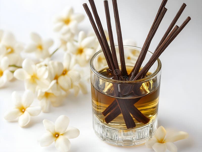 Reed Diffuser, Amber Liquid, White Flowers, Aromatic Scene Stock ...