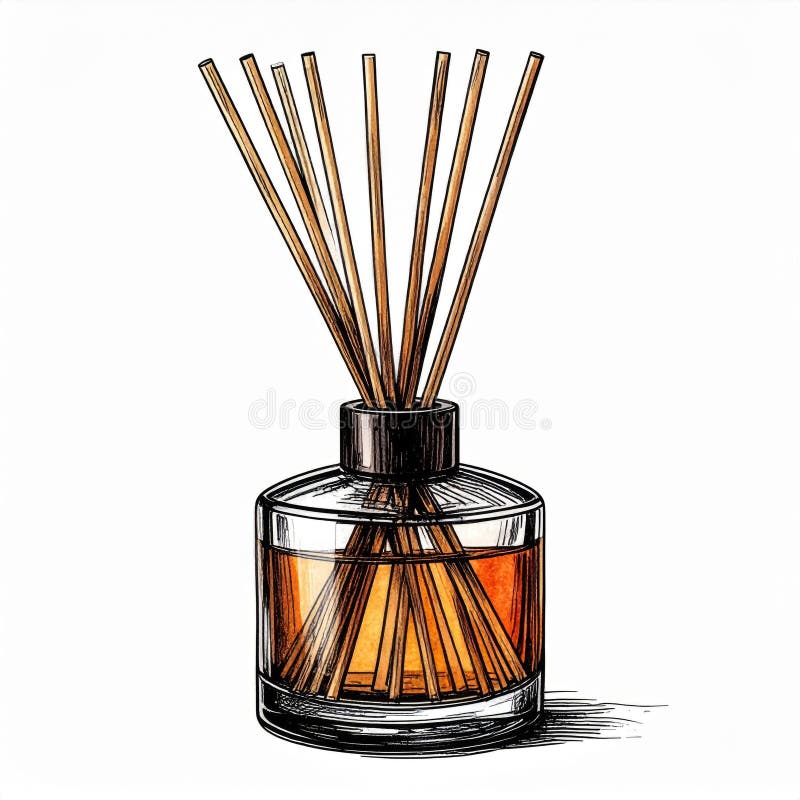Reed Diffuser with Amber Liquid and Wooden Sticks Stock Image ...