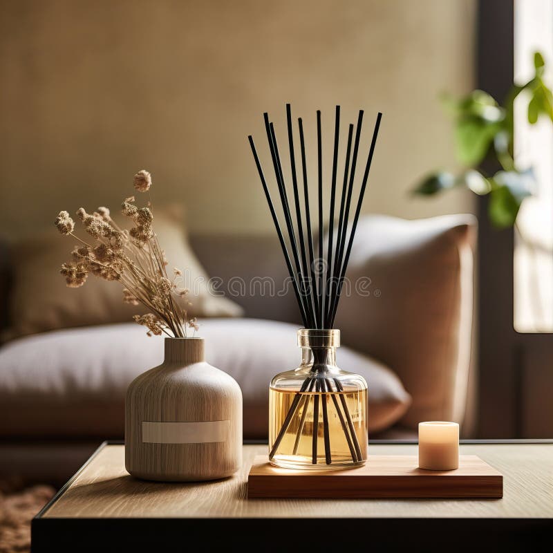Reed Diffuser Bottle Mockup, Aroma Diffuser in Luxurious Beige and ...