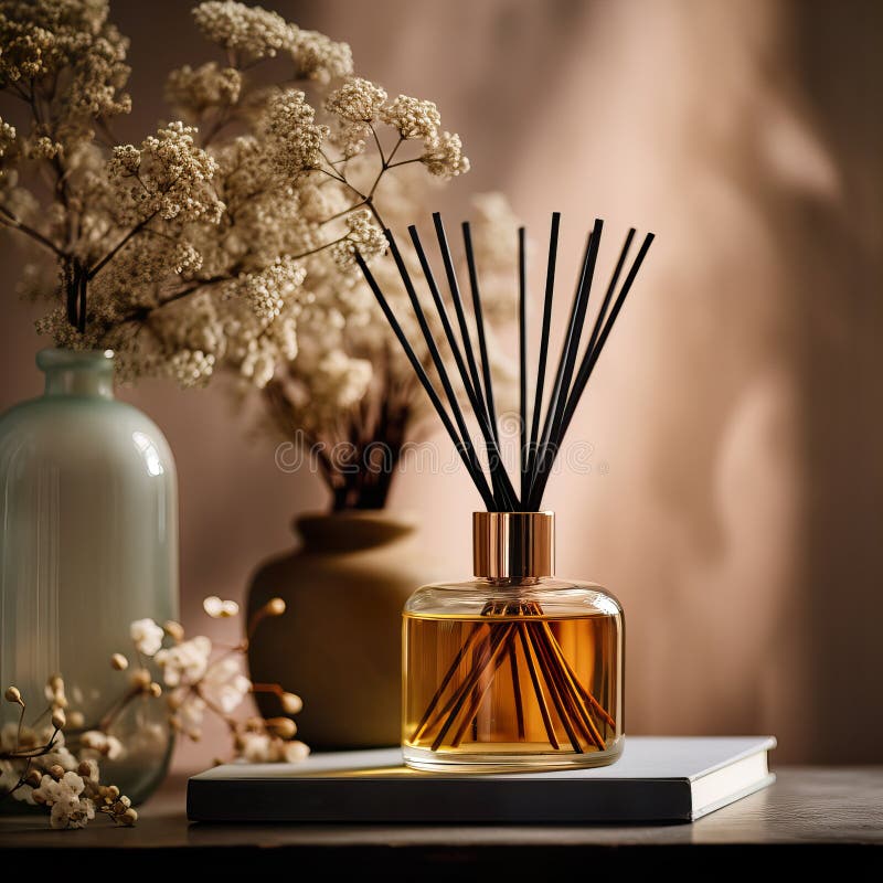 Reed Diffuser Bottle Mockup, Aroma Diffuser in Luxurious Beige and ...
