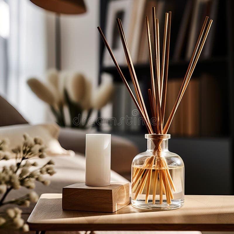 Reed Diffuser Bottle Mockup, Aroma Diffuser in Luxurious Beige and ...