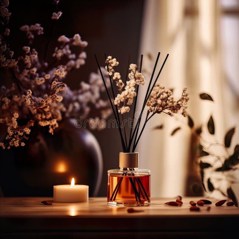 Reed Diffuser Bottle Mockup, Aroma Diffuser in Luxurious Beige and ...