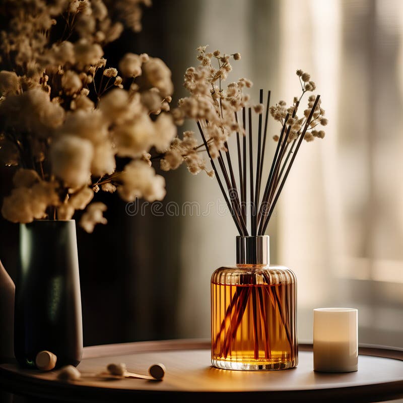 Reed Diffuser Bottle Mockup, Aroma Diffuser in Luxurious Beige and ...