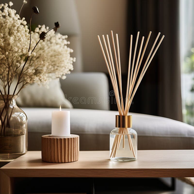 Reed Diffuser Bottle Mockup, Aroma Diffuser in Luxurious Beige and ...