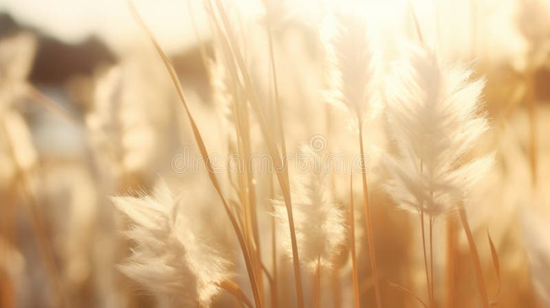 Reed in the Field at Sunset. Nature Background. Soft Focus Stock ...