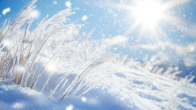 The Reed Grass in the Wind and Snow, the Pampas Grass Stock Photo ...