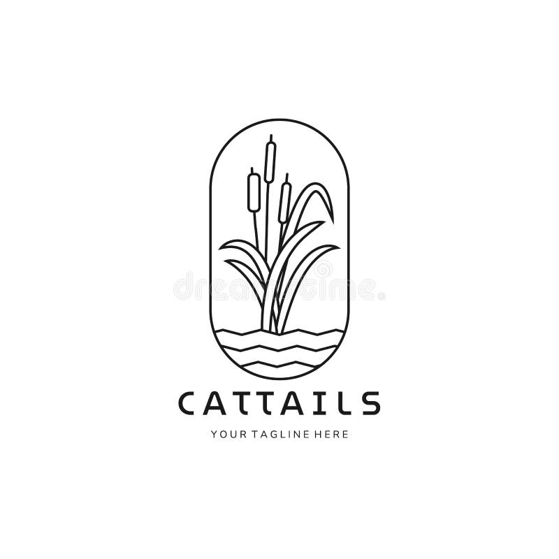 Cattails Reed Line Art Icon Logo Vector Template Illustration Design ...