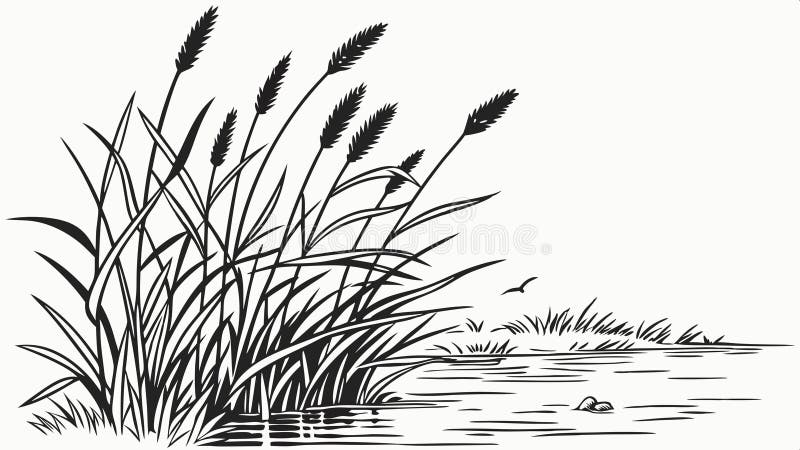 Reed Plant Corner Art, Wild Grass Nature Element Vector Design ...