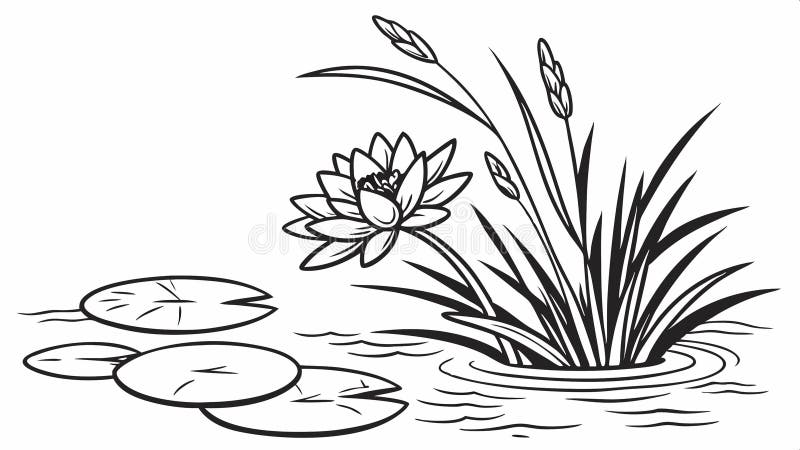 Reed Plants with Lotus, Nature Botanical Element Vector Design ...