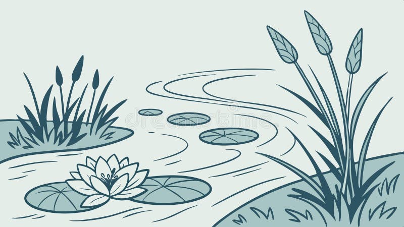Reeds in Pond, Peaceful Nature Vector Design Generative AI Stock Vector ...