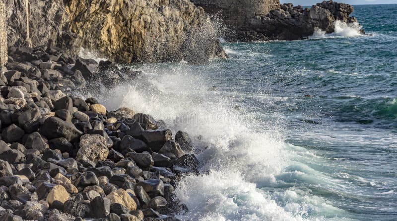 Reef Breakwater in Protection at Coast Stock Photo - Image of shelter ...