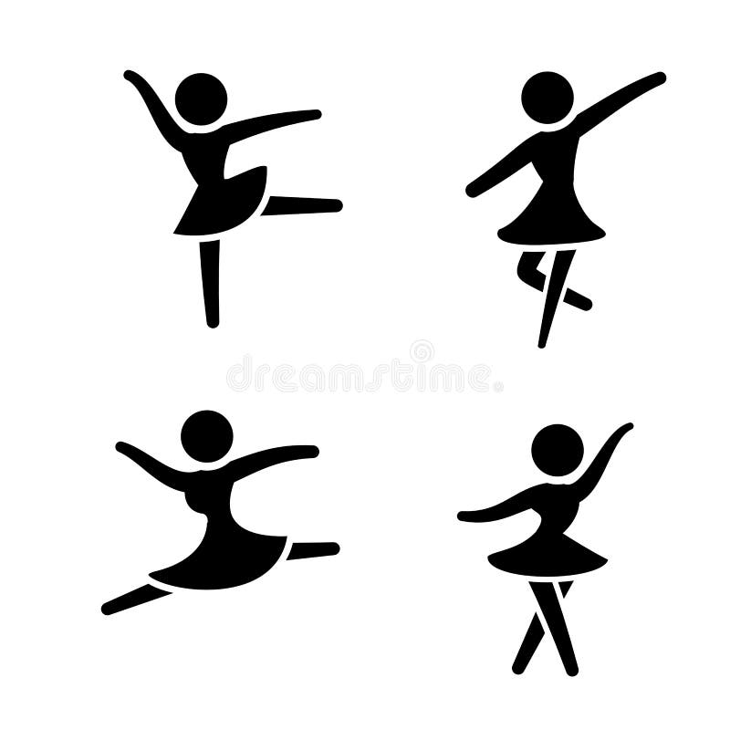 Reeks Balletpictogrammen in Silhouetstijl Vector Illustratie ...
