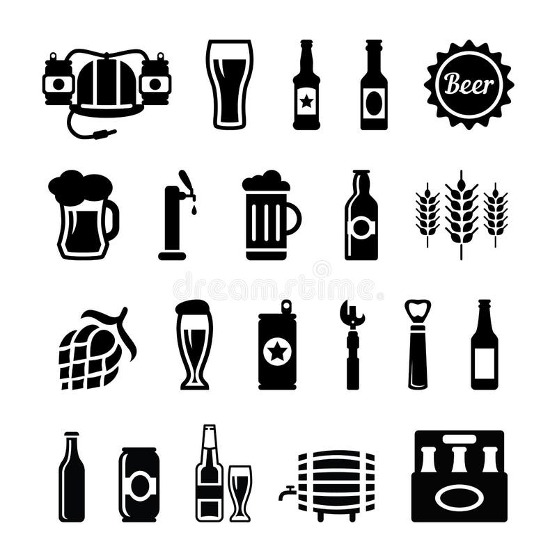Reeks bierpictogrammen vector illustratie. Illustration of staaf - 51627101