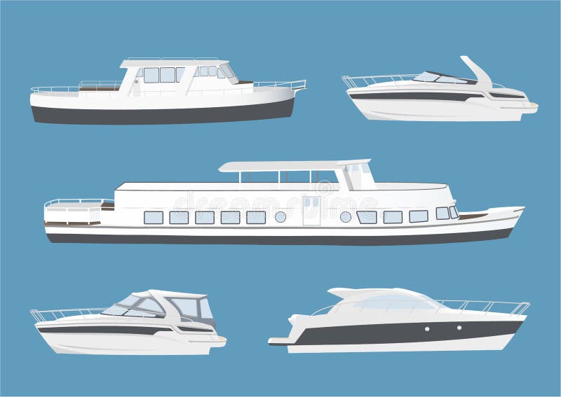 Reeks boten en schepen vector illustratie. Illustration of inzameling ...