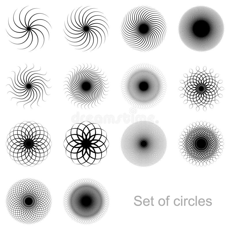 Reeks Cirkels Van Gebogen Lijnen Vector Illustratie - Illustration of ...