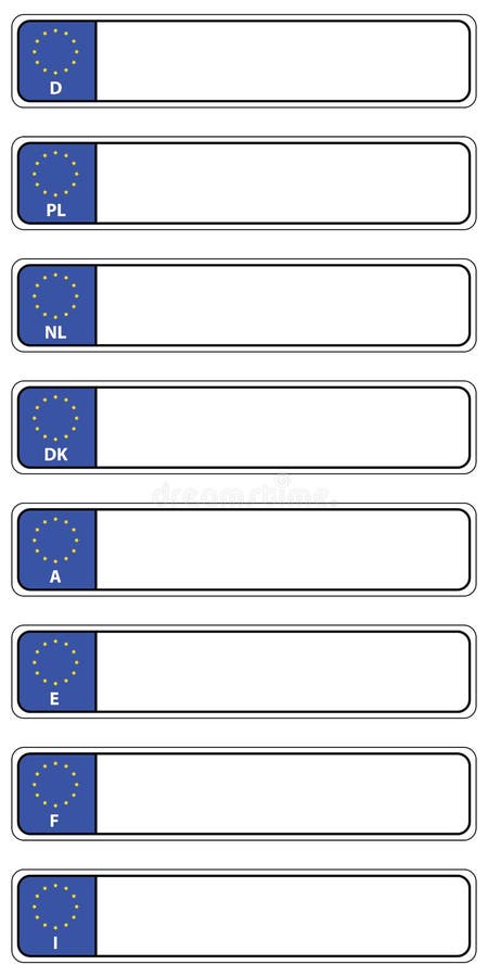 Reeks Europese Nummerplaten Van Het Land Vector Illustratie ...