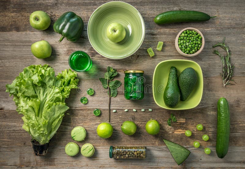 Collectie Groene Vruchten En Groenten Stock Afbeelding - Image of ...