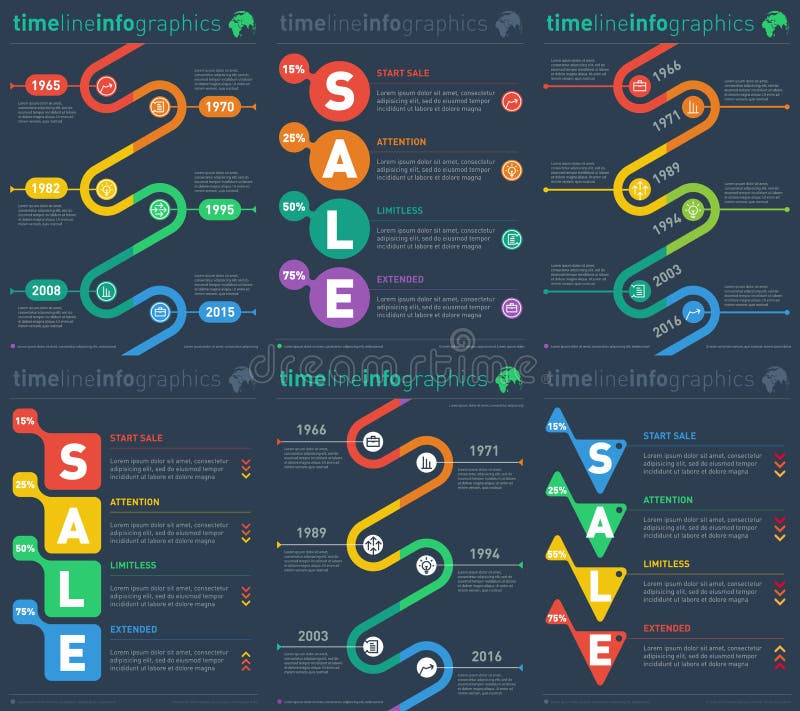 Reeks Infographic-chronologie Vectorwebmalplaatje Tijdlijn Van Vector ...
