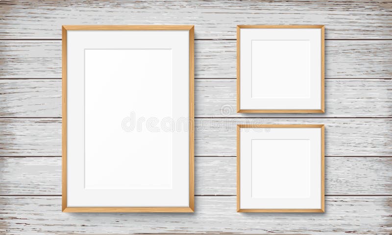 Reeks Realistische Lichte En Donkere Houten Omlijstingen Op Een Witte ...