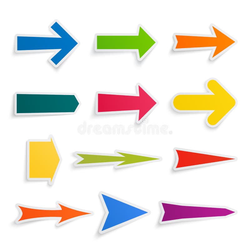 Reeks kleurrijke pijlen vector illustratie. Illustration of glyph ...