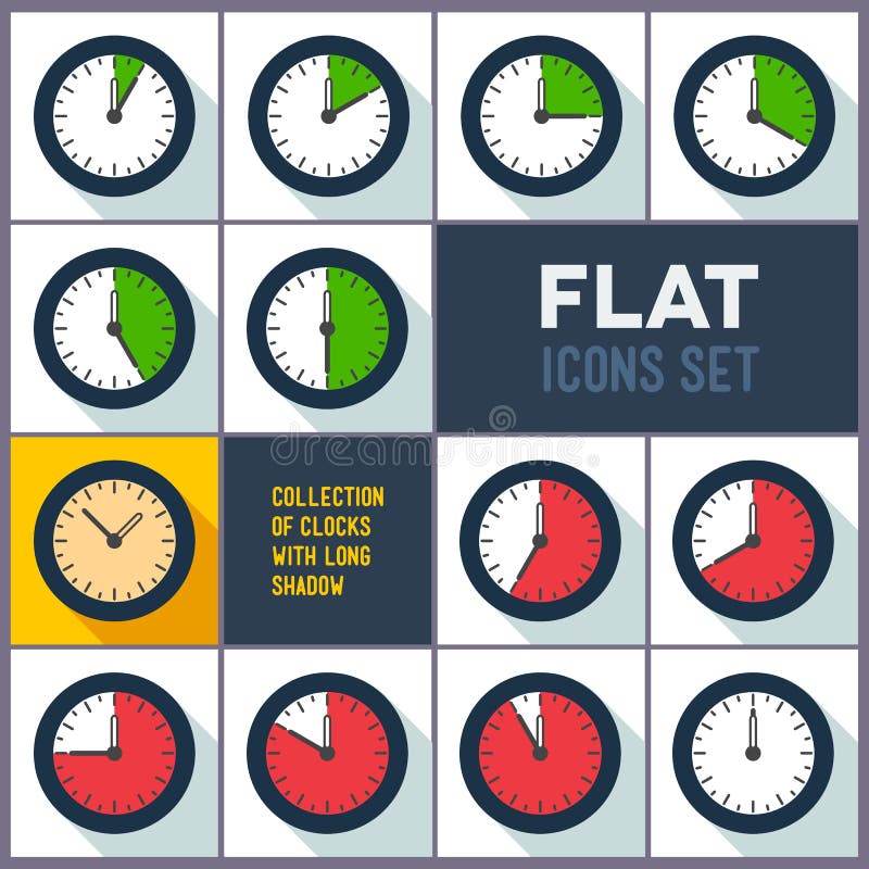 Reeks Klokken Met 10 Minuten Interval Vector Illustratie Illustration