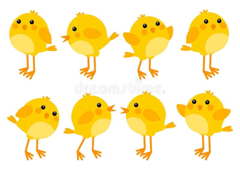 Reeks leuke kleine kippen vector illustratie. Illustration of weinig ...