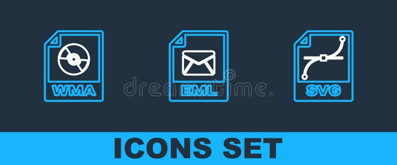 Reeks Lijn Svg Dossierdocument Wma En Eml Pictogram. Vector Vector ...