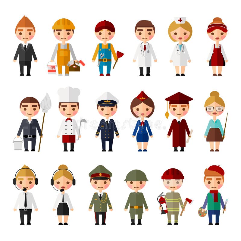 Reeks Mensen Van Verschillende Beroepen Vector Illustratie ...