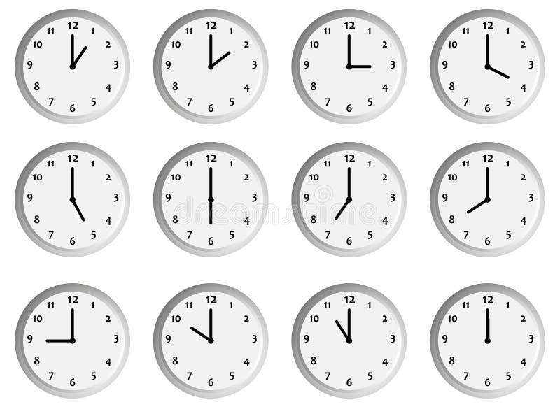 Klokken Die Verschillende Tijd Tonen Vector Vector Illustratie