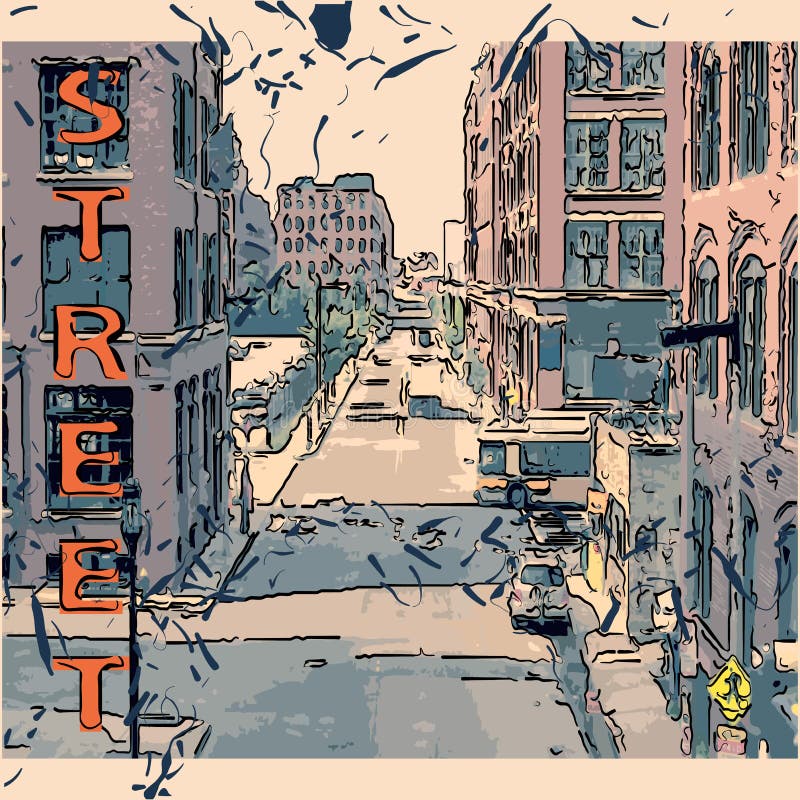 Reeks Oude 70ste Amerikaanse Stads Abstracte Gebouwen. Stock ...