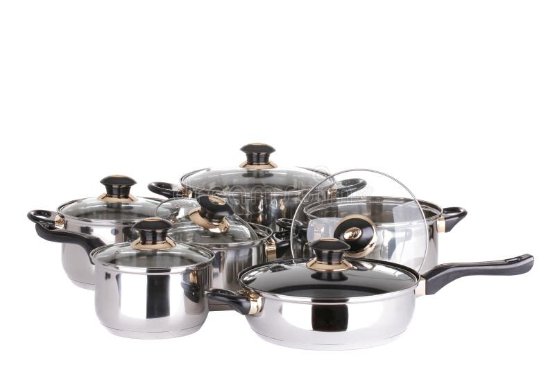 Reeks potten en pannen stock afbeelding. Image of ketel - 31085547