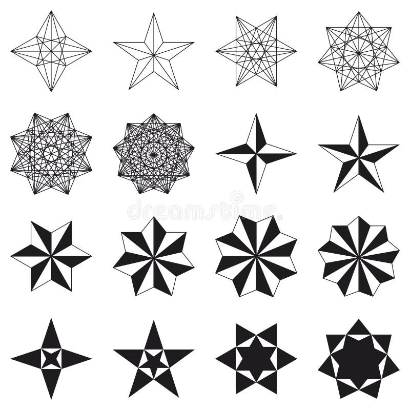 Reeks Sterren Geometrische Vormen Vector Vector Illustratie ...