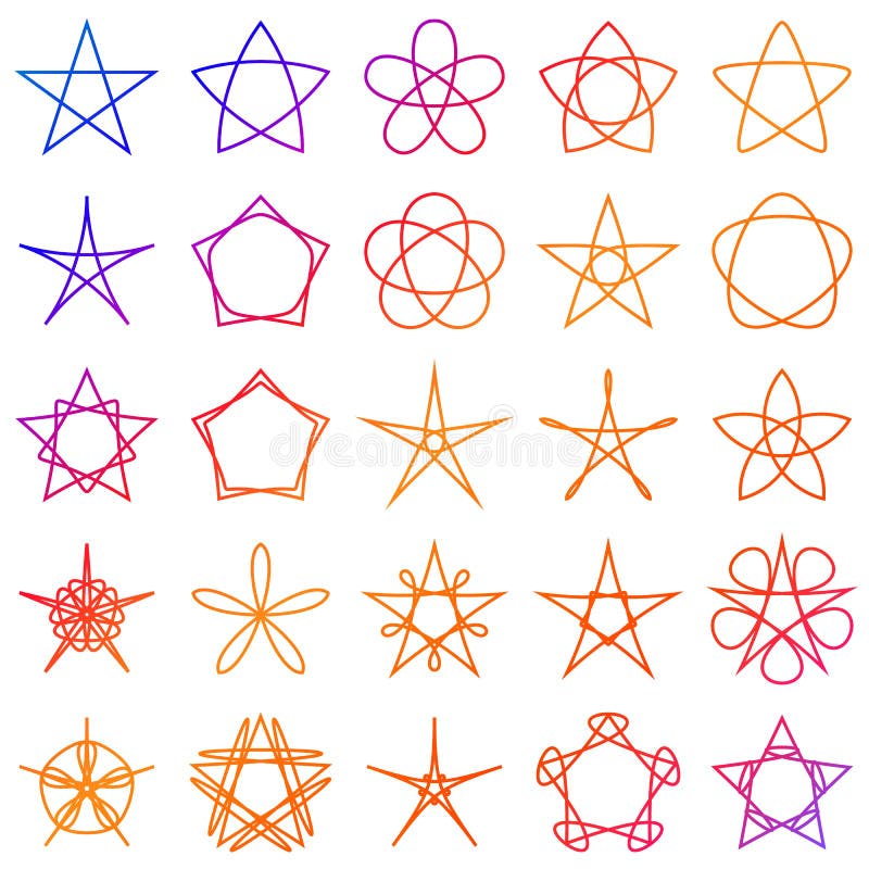 Reeks Sterren Geometrische Vormen Vector Vector Illustratie ...