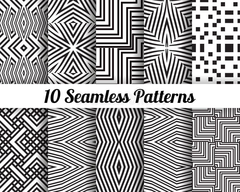 Reeks Van 10 Abstracte Patronen Stock Illustratie - Illustration of ...