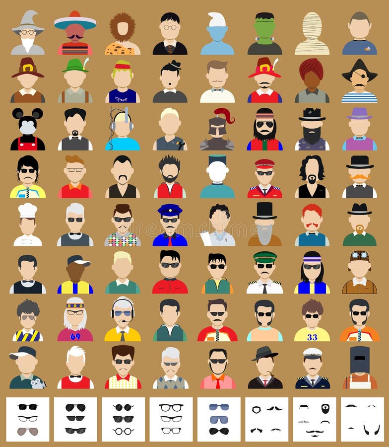 Reeks van avatars de mens vector illustratie. Illustration of vector ...