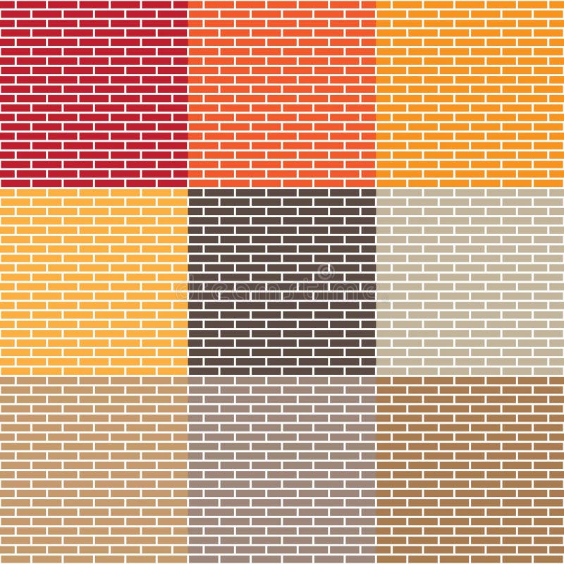 Reeks van bakstenen muur vector illustratie. Illustration of tekening ...